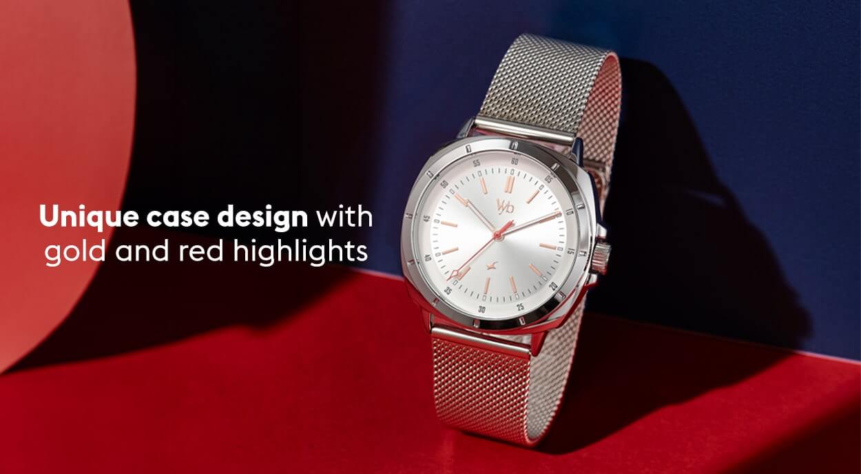 Buy Online Fastrack Vyb Pioneer Quartz Analog Silver Dial Golden Metal ...