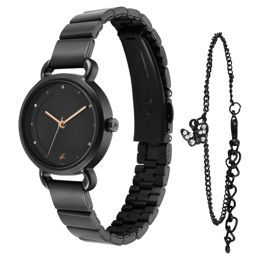 Buy Online Fastrack Pulse Quartz Analog Black Dial Black Stainless ...