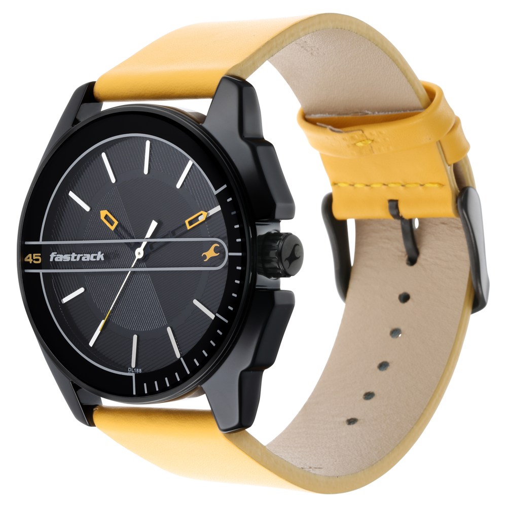 Buy Online Fastrack Wear Your Look Quartz Analog Black Dial Leather ...