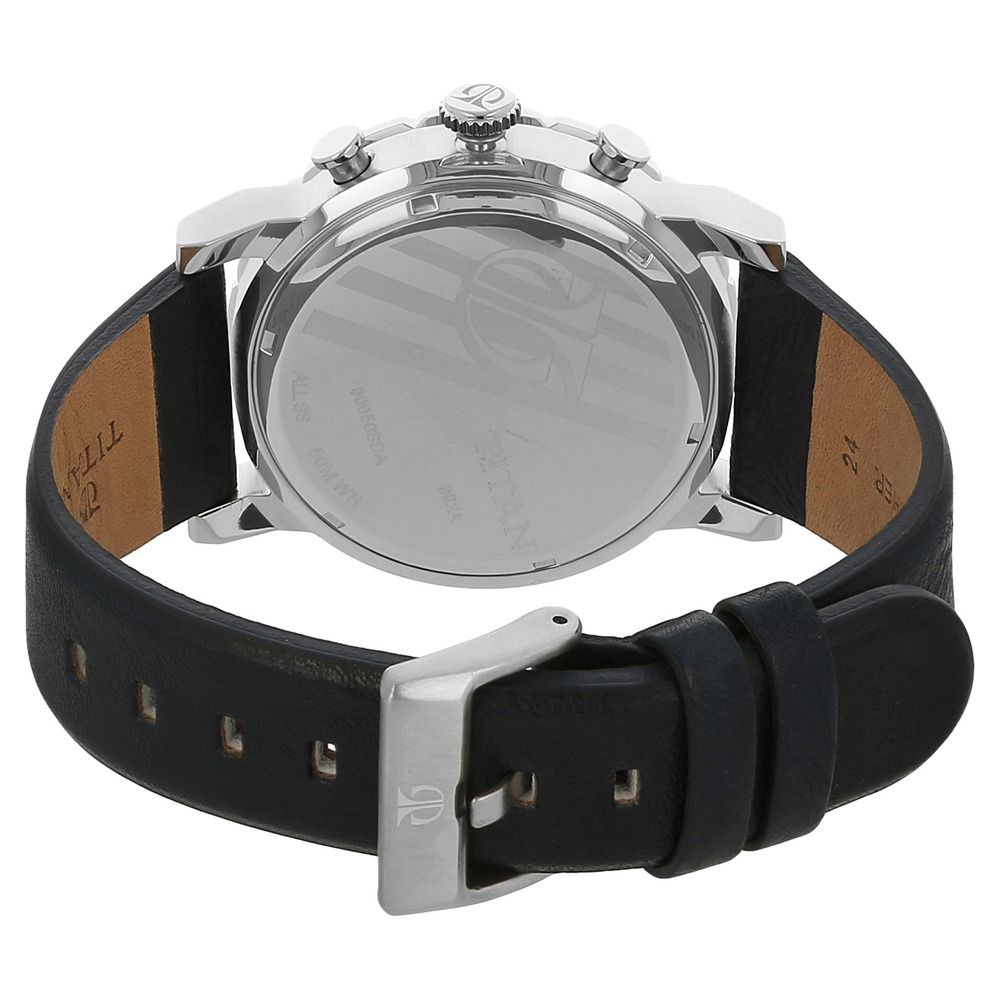 Buy Online Titan Quartz Analog with Date Silver Dial Leather Strap ...