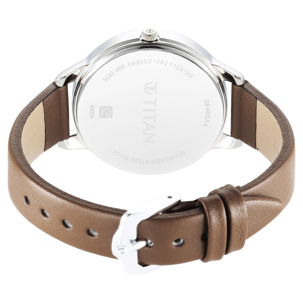 Buy Online Titan Trendsetters Beige Dial Women Watch With Leather Strap ...