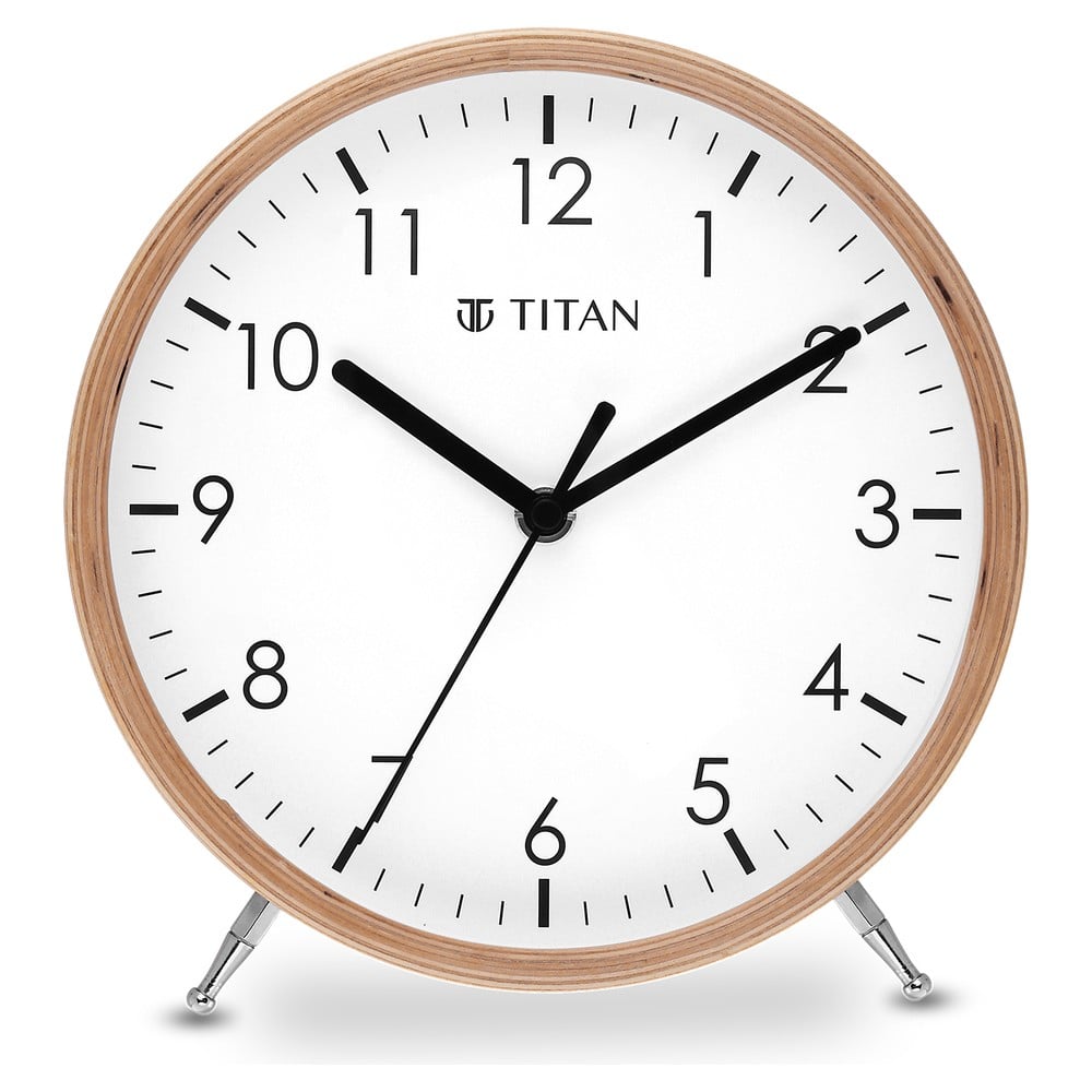 Buy Online Titan Wooden Shelf Clock White Dial with Silent Sweep ...