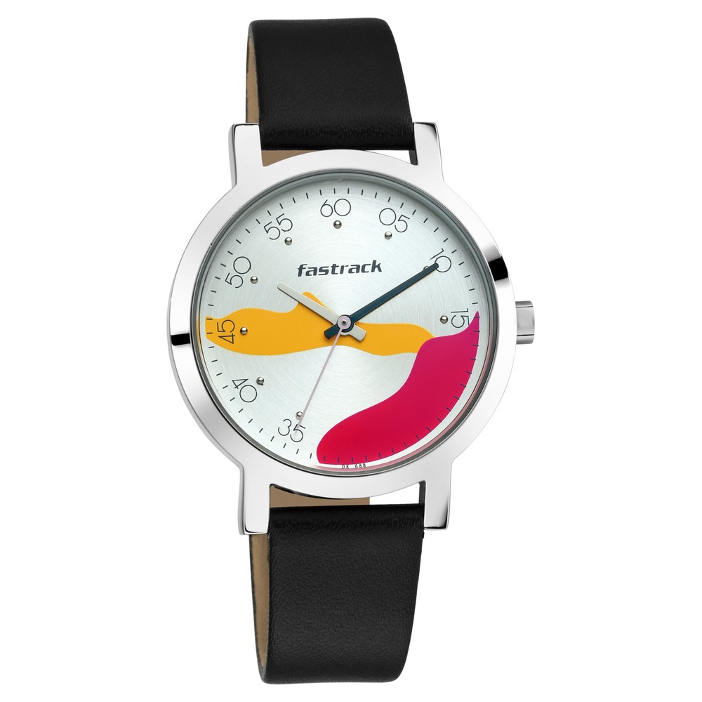 Buy Online Fastrack Bare Basics Quartz Analog Silver Dial Leather Strap ...