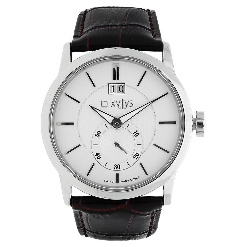 Buy Online Xylys Quartz Analog with Date White Dial Leather Strap Watch ...