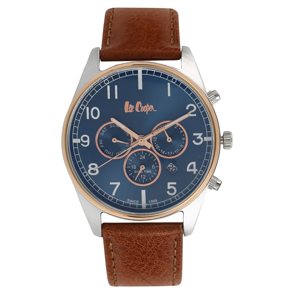 Buy Online Lee Cooper Blue Dial Chronograph Watch for Men - lc06314595 ...