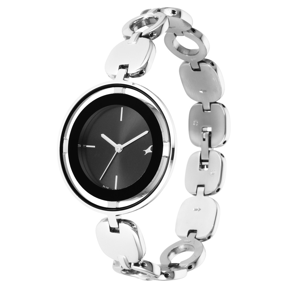 Buy Online Fastrack Glitch Quartz Analog Silver Dial Metal Strap Watch ...