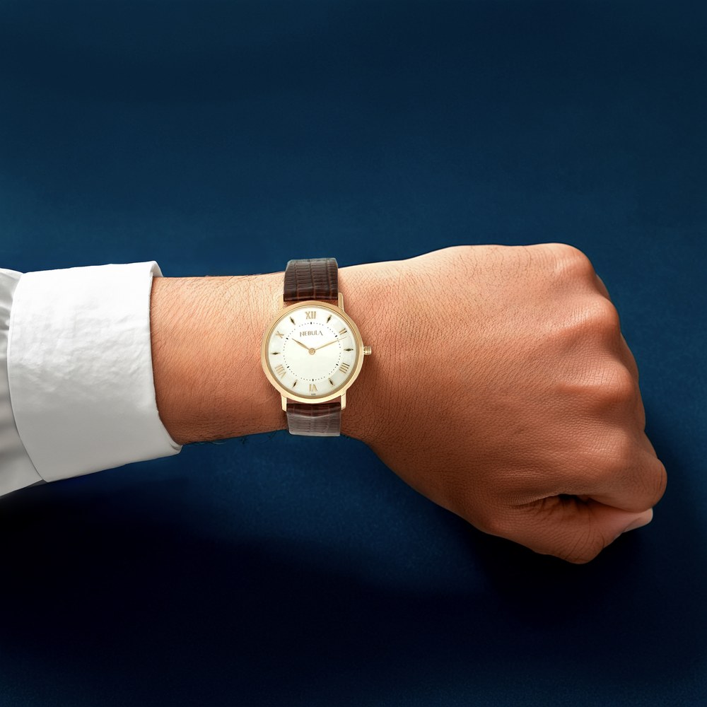 Buy Online Titan Nebula Vintage 18k Gold Analog Leather Strap Watch for ...