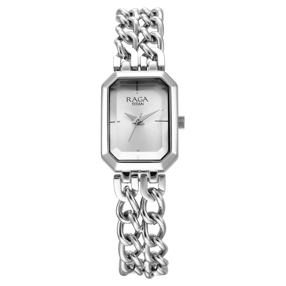 Buy Online Titan Raga Showstopper Quartz Analog Silver Dial Metal Strap ...