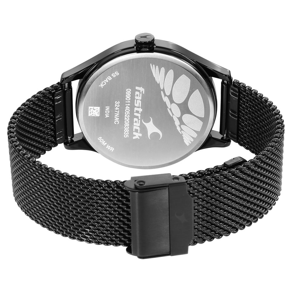 Buy Online Fastrack Style Up Quartz Analog with Day and Date Black Dial Stainless Steel Strap ...