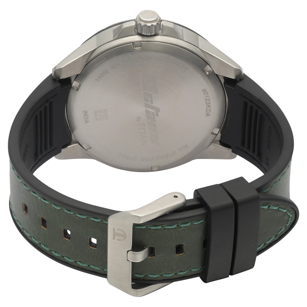 Buy Online Titan Quartz Multifunction Black Dial Silicone and Leather ...
