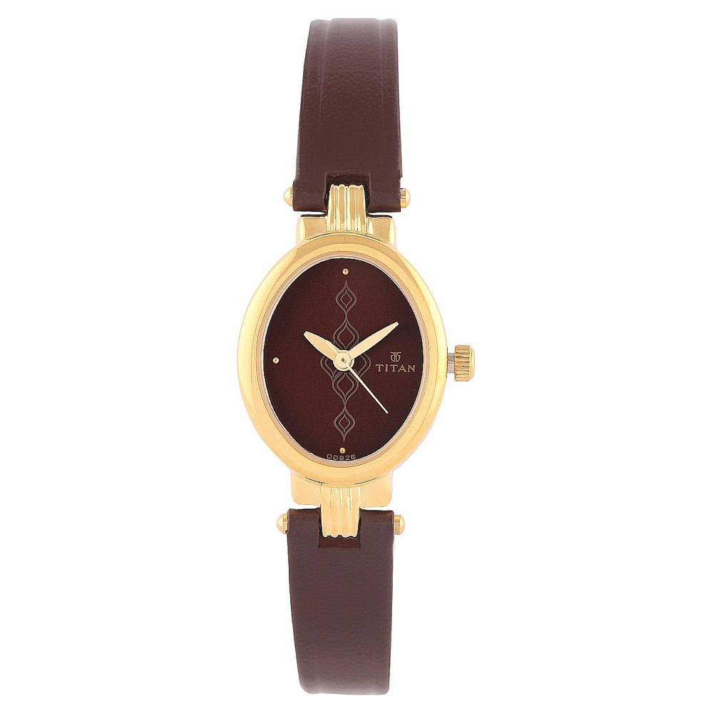 Buy Online Titan Quartz Analog Brown Dial Leather Strap Watch for Women ...
