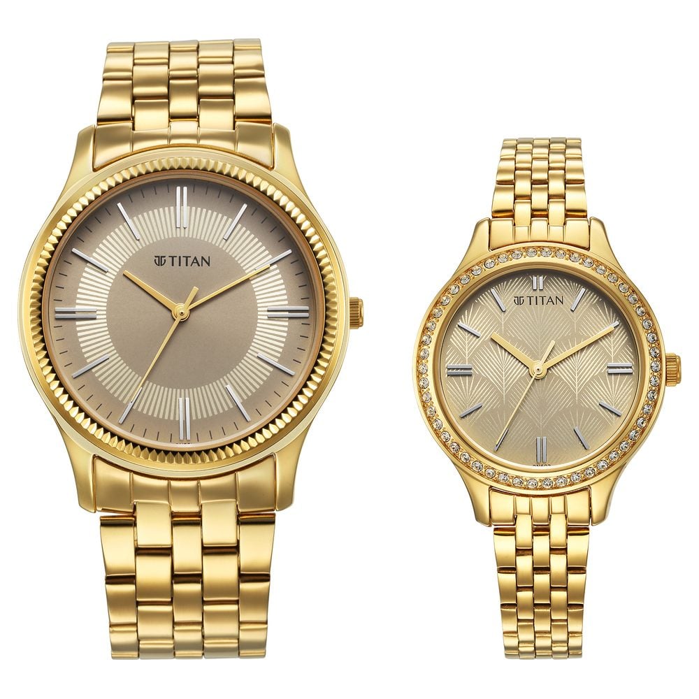 Buy Online Titan Karishma Bandhan Champagne Dial Analog Stainless Steel ...
