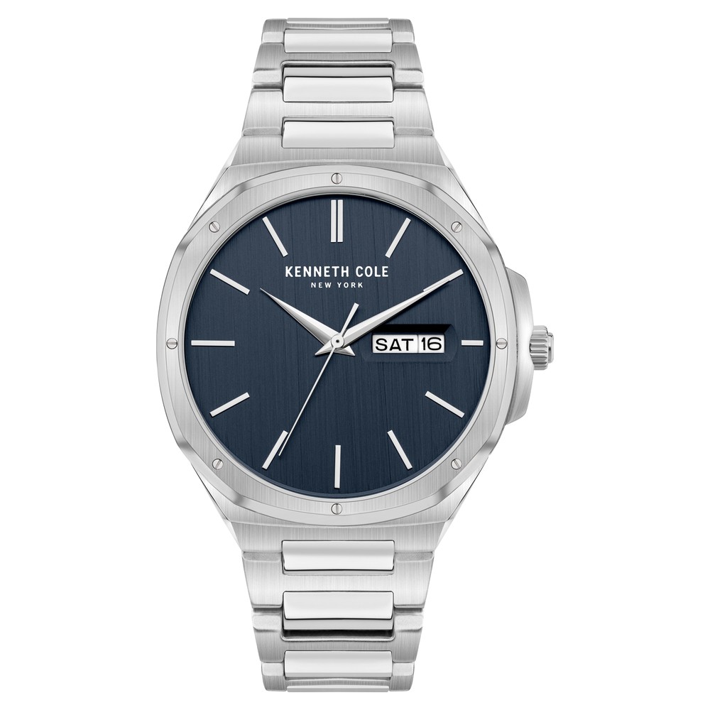 Buy Online Kenneth Cole Quartz Analog Blue Dial Stainless Steel Strap ...