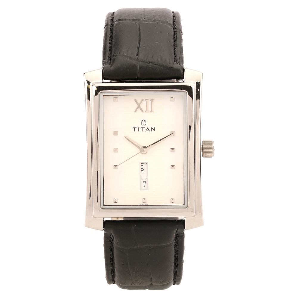 Buy Online Titan Special White Dial Analog with Day and Date Leather ...