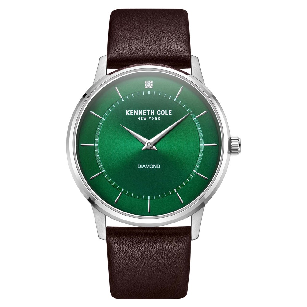 Buy Online Kenneth Cole Quartz Analog Green Dial Leather Strap Watch ...