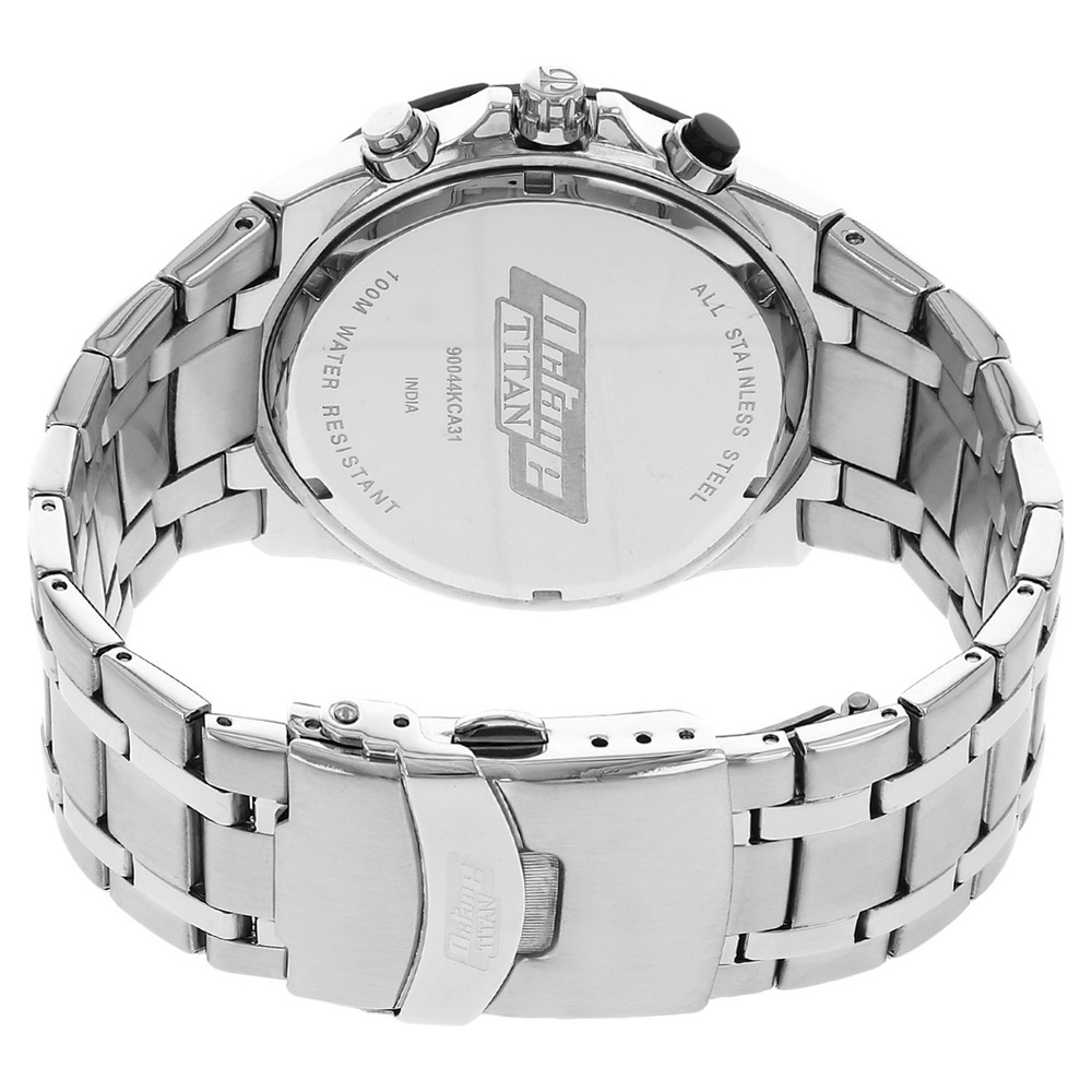 Buy Online Titan Quartz Chronograph Black Dial Stainless Steel Strap ...