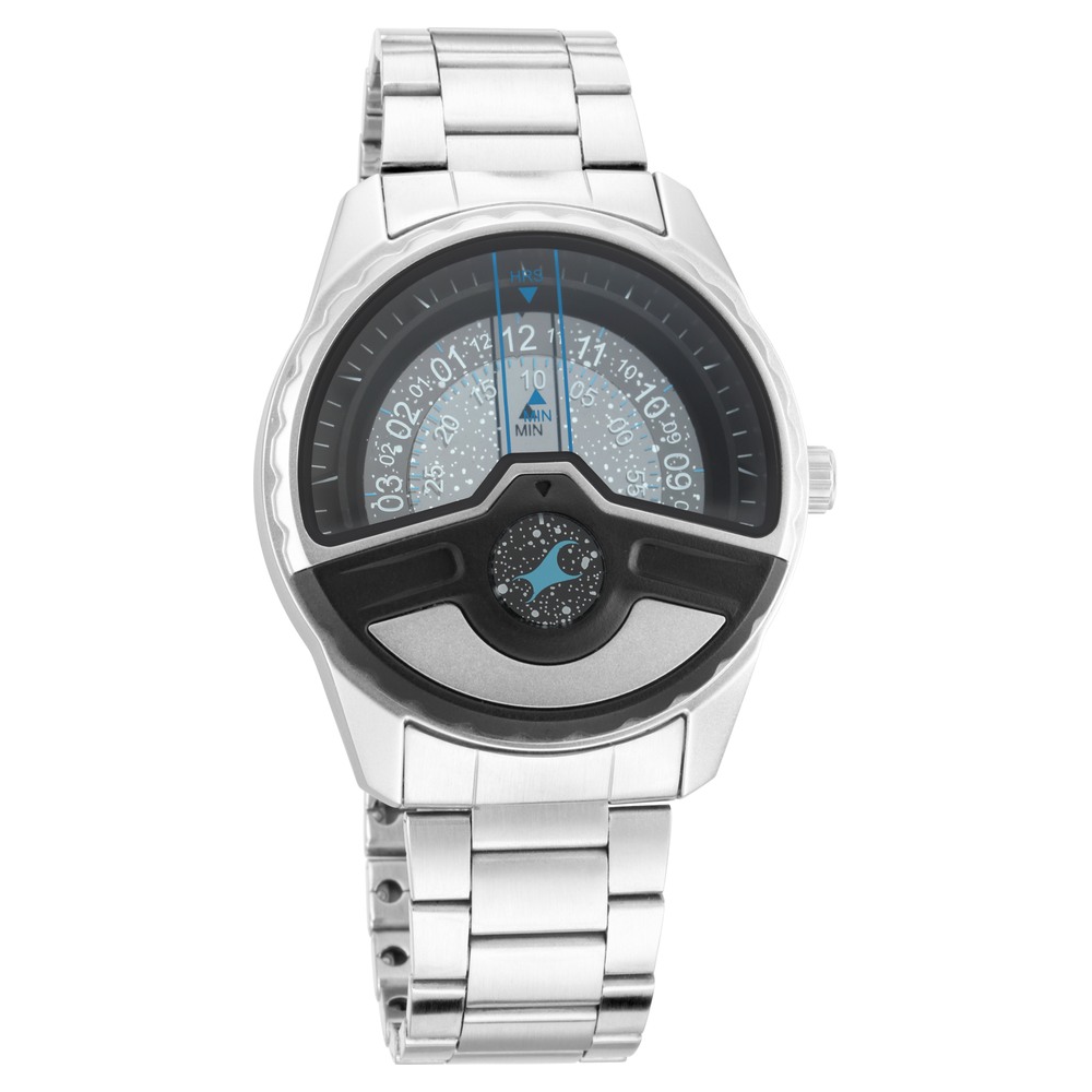 Buy Online Fastrack Space Rover Quartz Analog Grey Dial Metal Strap ...