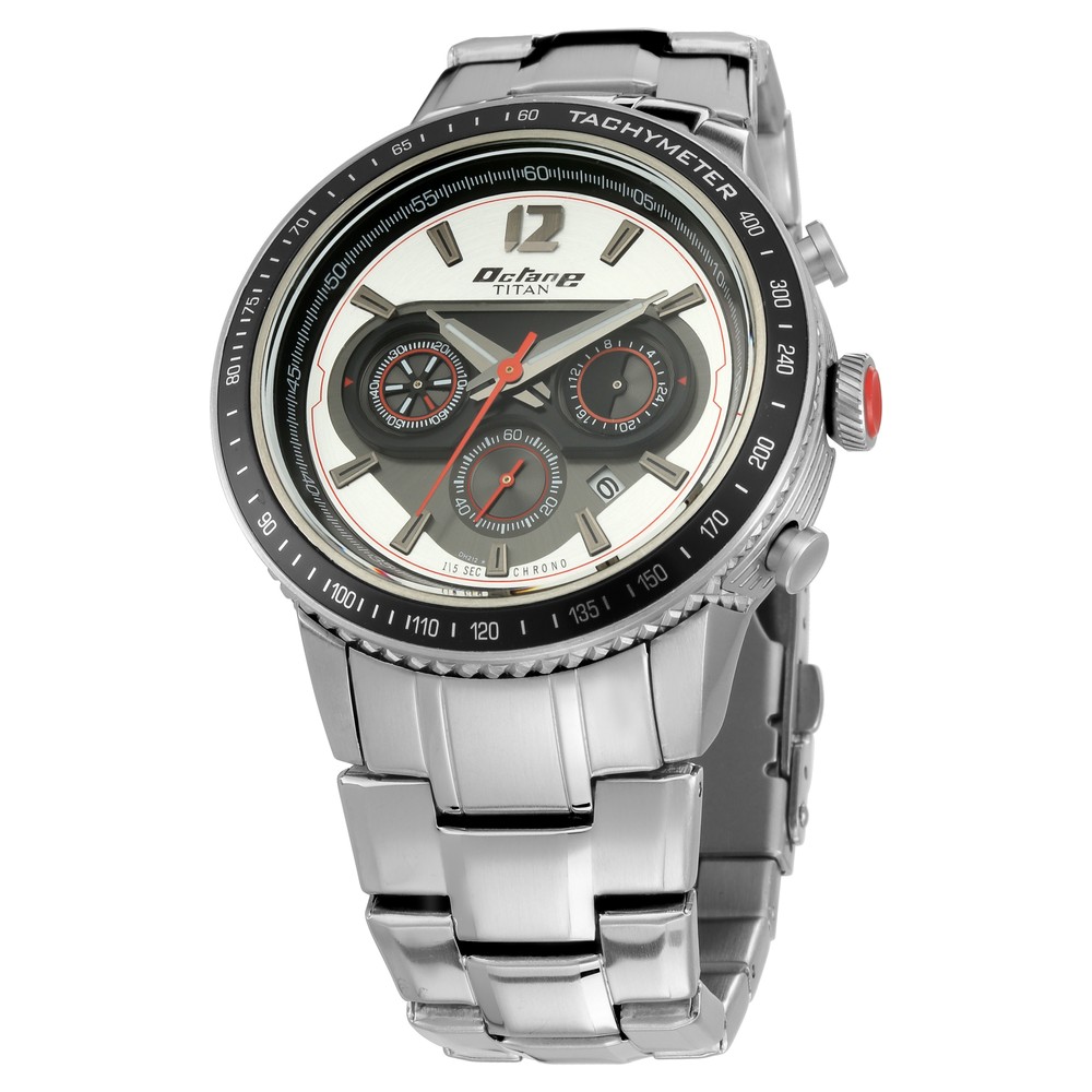Buy Online Titan Octane Silver Dial Chronograph Metal Strap watch for ...