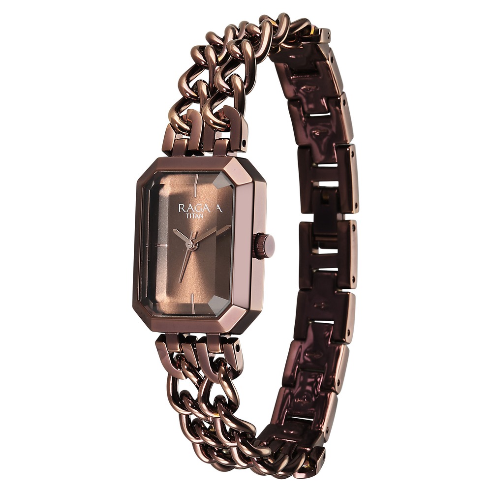 Buy Online Titan Raga Showstopper Quartz Analog Brown Dial Metal Strap ...