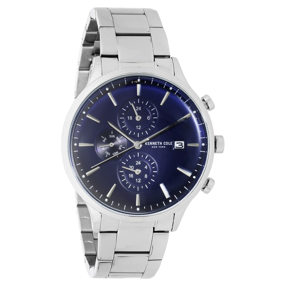 Buy Online Kenneth Cole Quartz Multifunction Blue Dial Stainless Steel ...