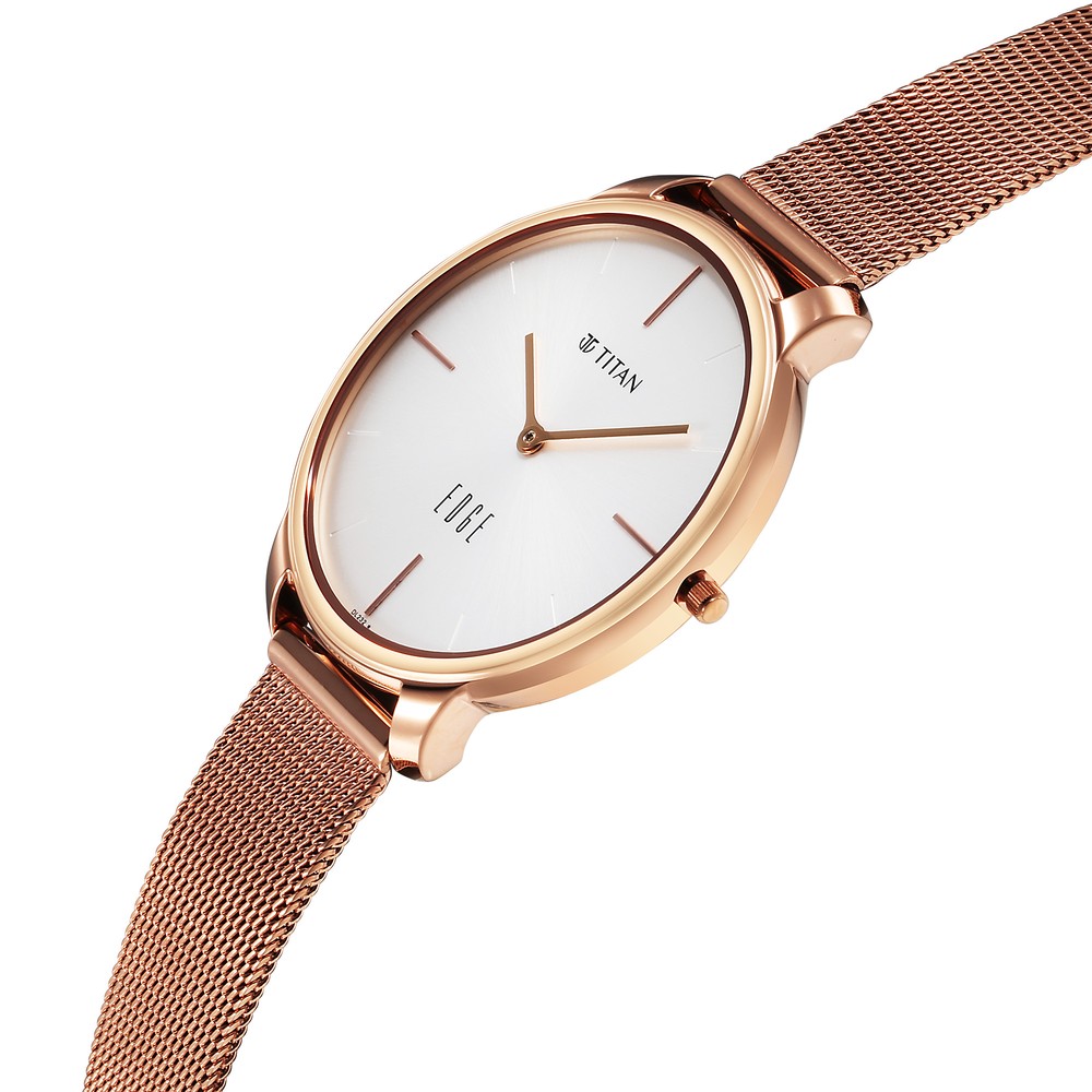 Buy Online Titan Edge Slim Stainless Steel Strap White Dial Analog ...