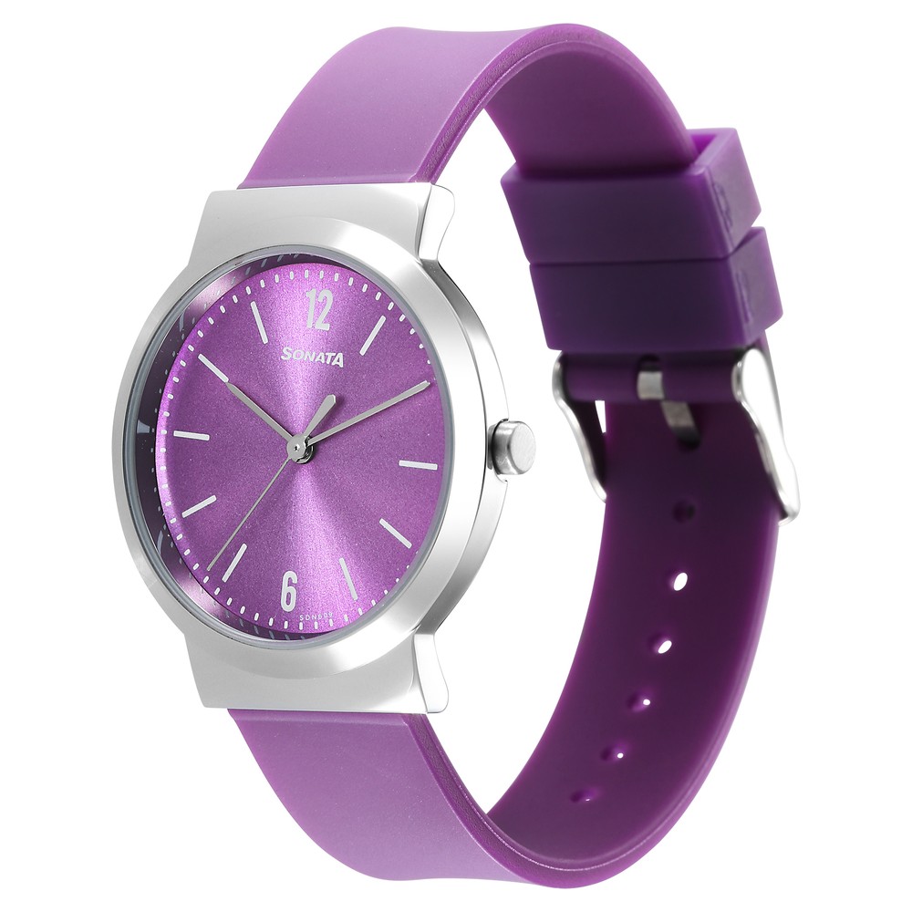 Buy Online Sonata Essentials Purple Dial Polyurethane Strap Watch for ...