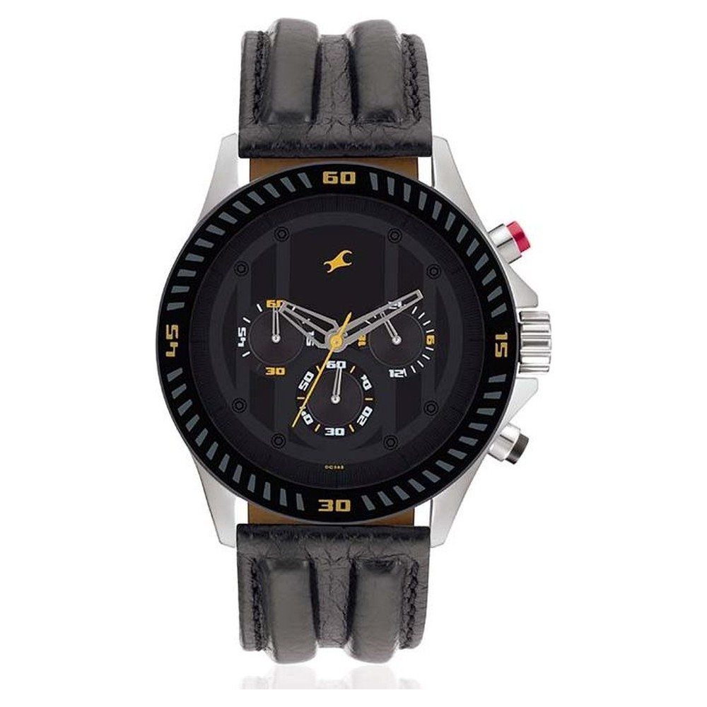 Buy Online Fastrack Quartz Chronograph Grey Dial Leather Strap Watch ...