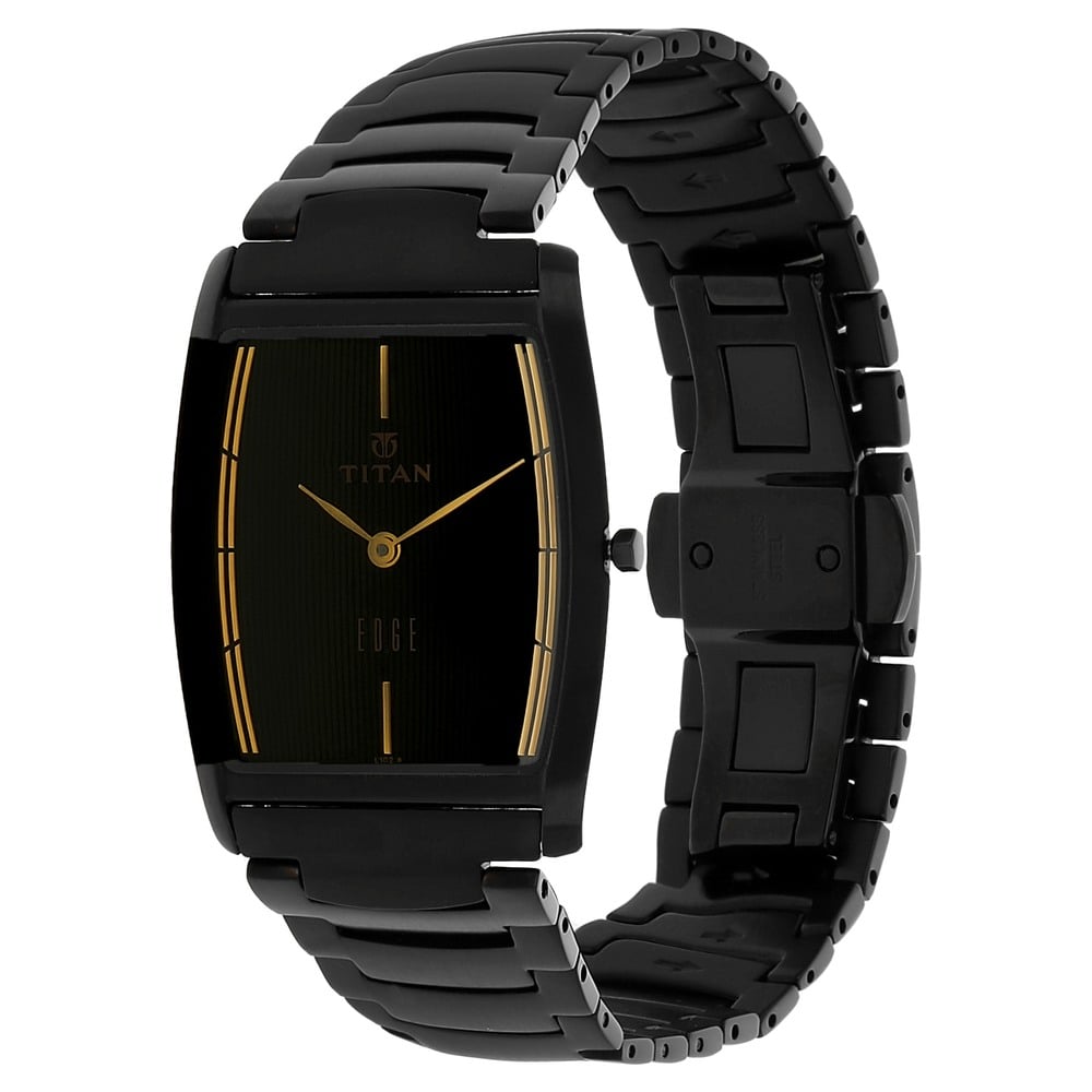 Buy Online Titan Edge Black Tonneau Dial Analog Stainless Steel Strap ...