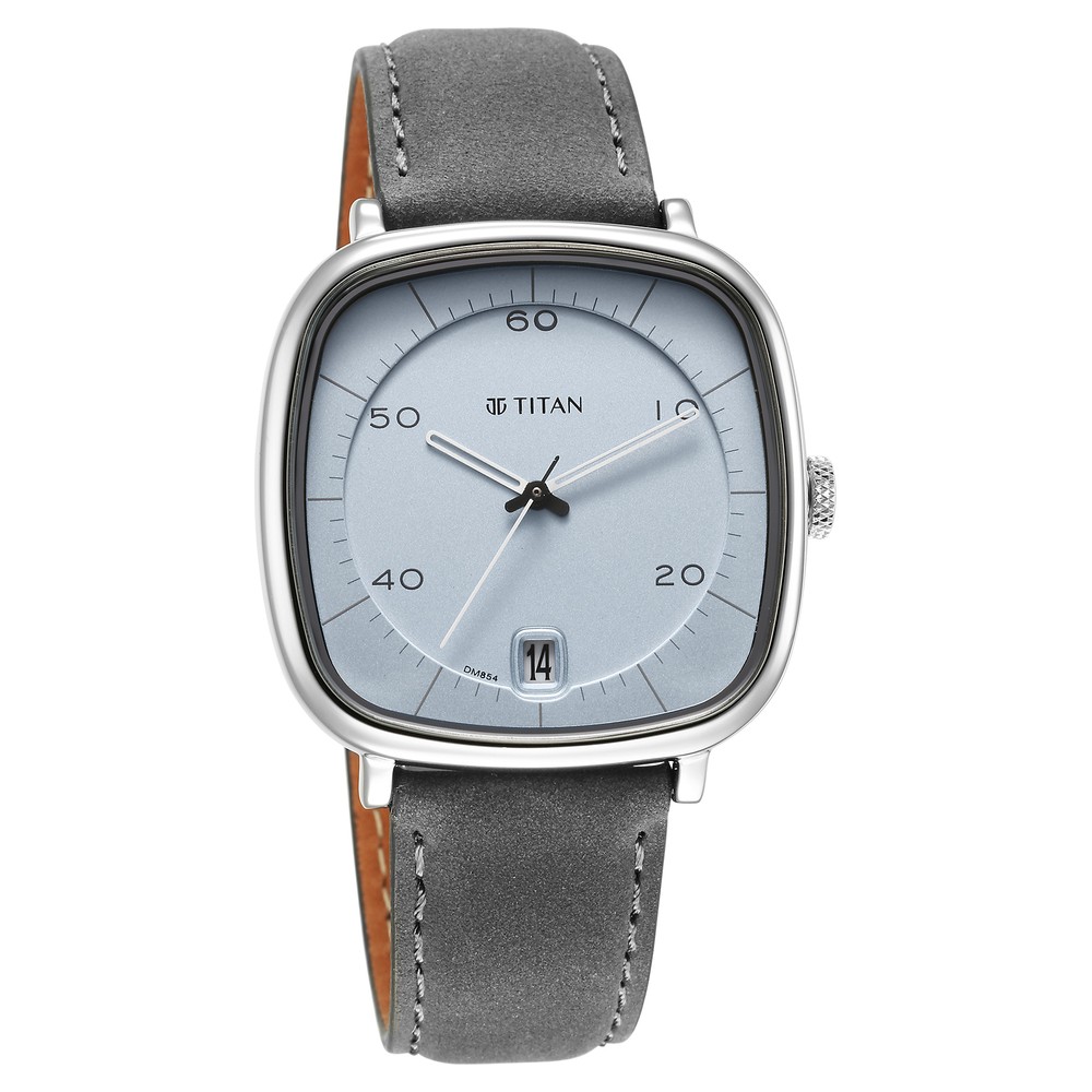 Buy Online Titan Quartz Analog with Date Anthracite Dial Leather Strap ...