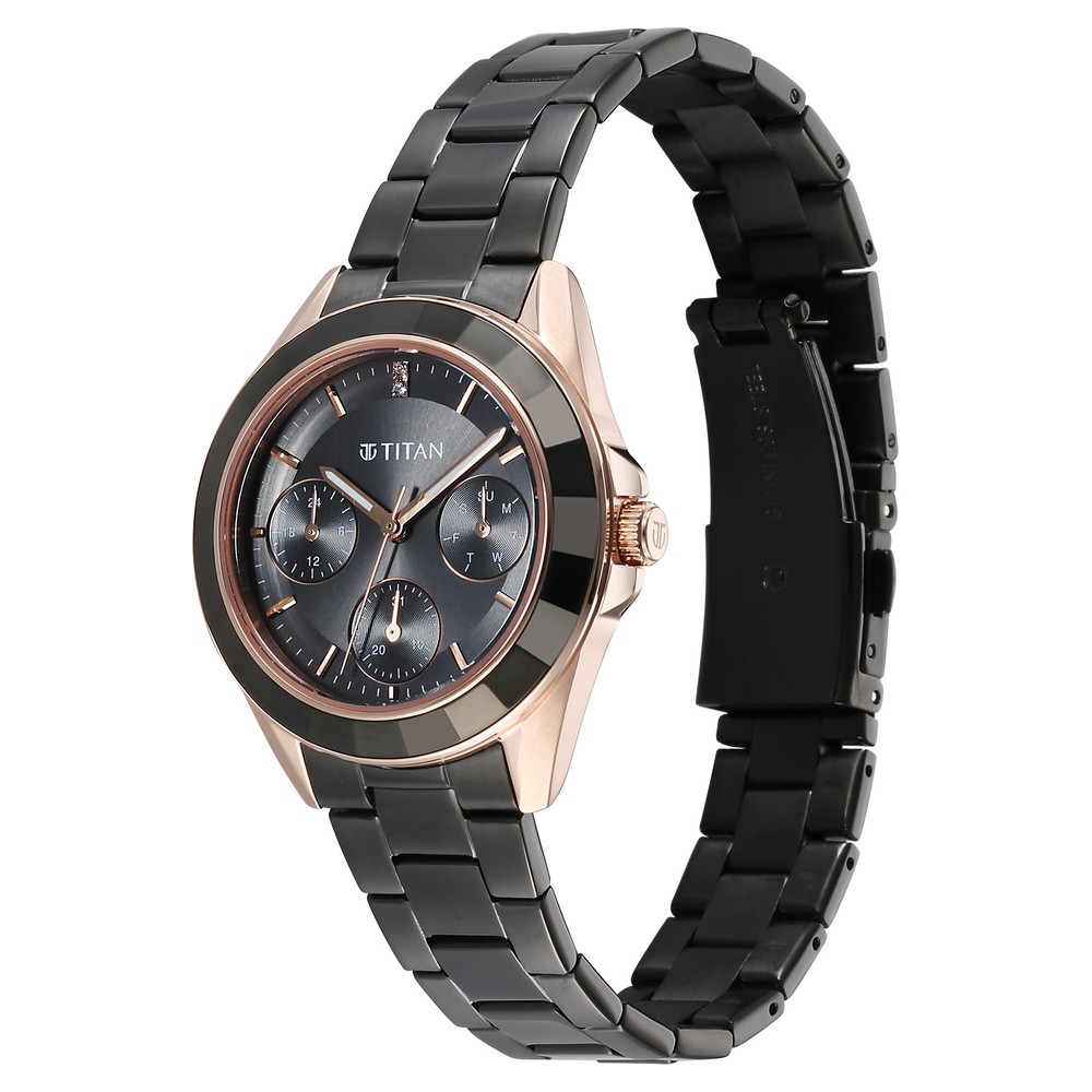 Buy Online Titan Glamour Quartz Multifunction Grey Dial Grey Stainless ...