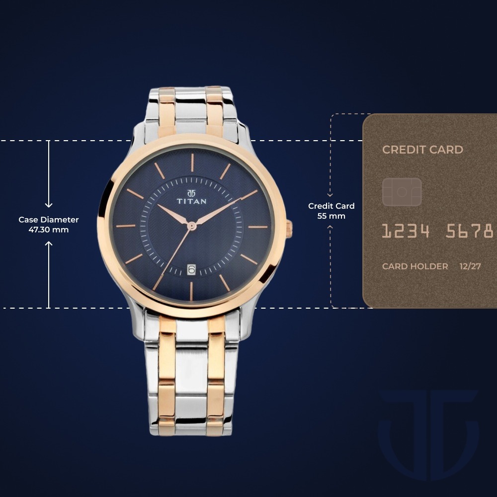 Buy Online Titan Quartz Analog with Date Blue Dial Stainless Steel ...