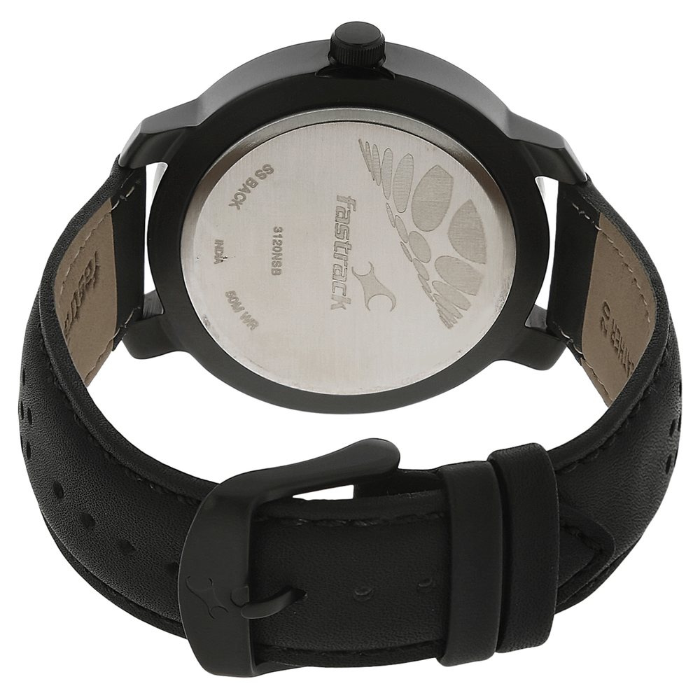 Buy Online Fastrack Quartz Analog Black Dial Leather Strap Watch for ...
