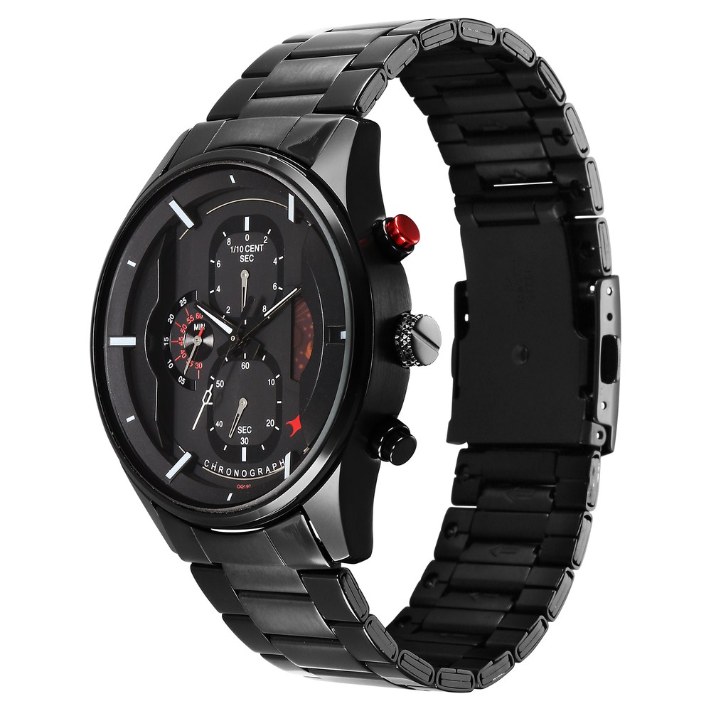 Buy Online Fastrack Opulence Sun Moon Chronograph Black Dial Black ...