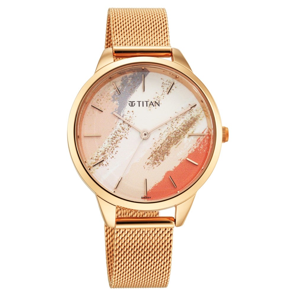 Buy Online Titan Purple Glam It Up Multicoloured Dial Women Watch With ...
