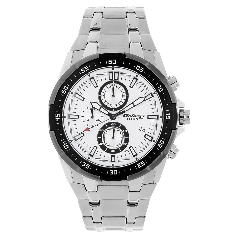 Buy Online Titan Quartz Chronograph Silver Dial Stainless Steel Strap ...