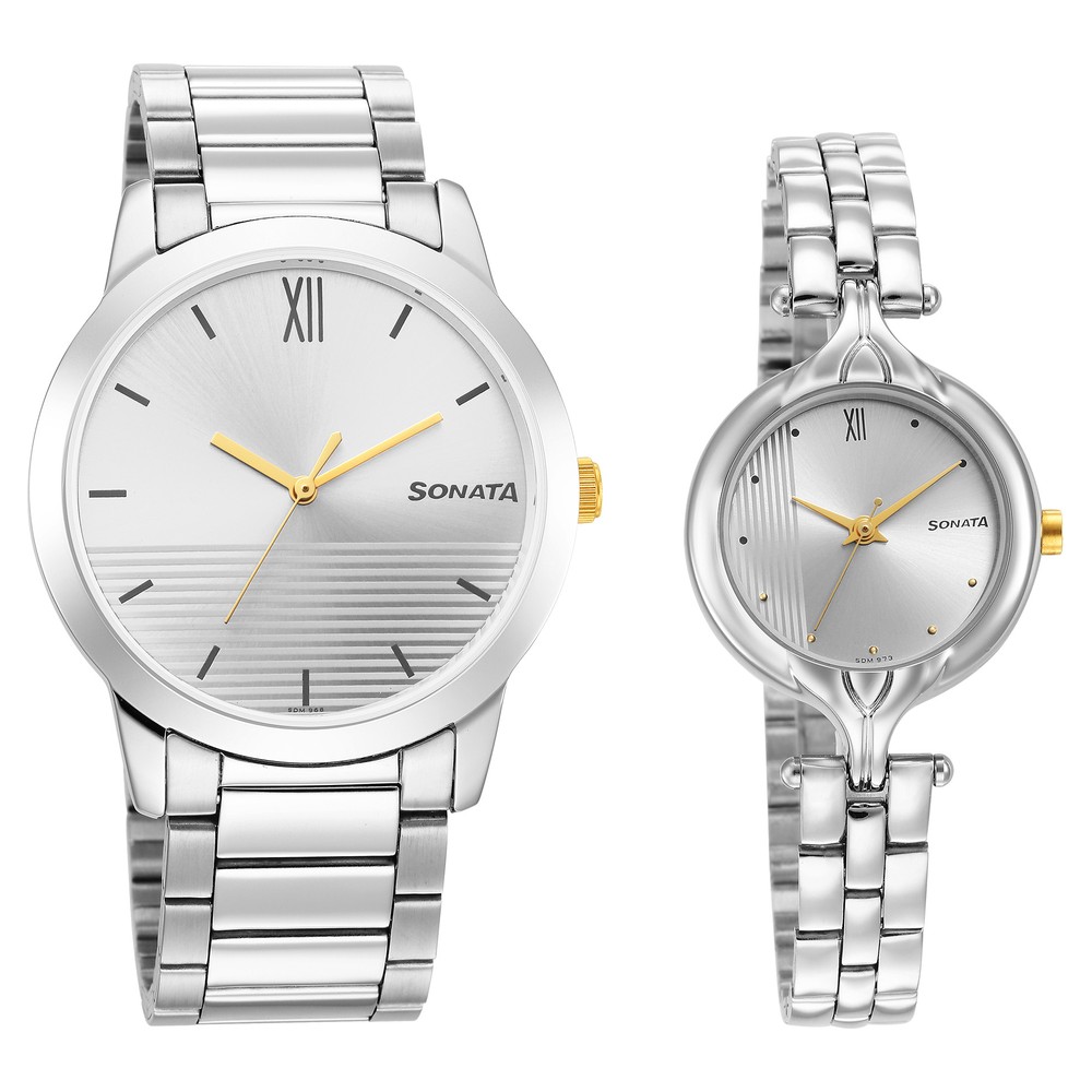 Buy Online Sonata Quartz Analog Silver Dial Stainless Steel Strap Watch ...