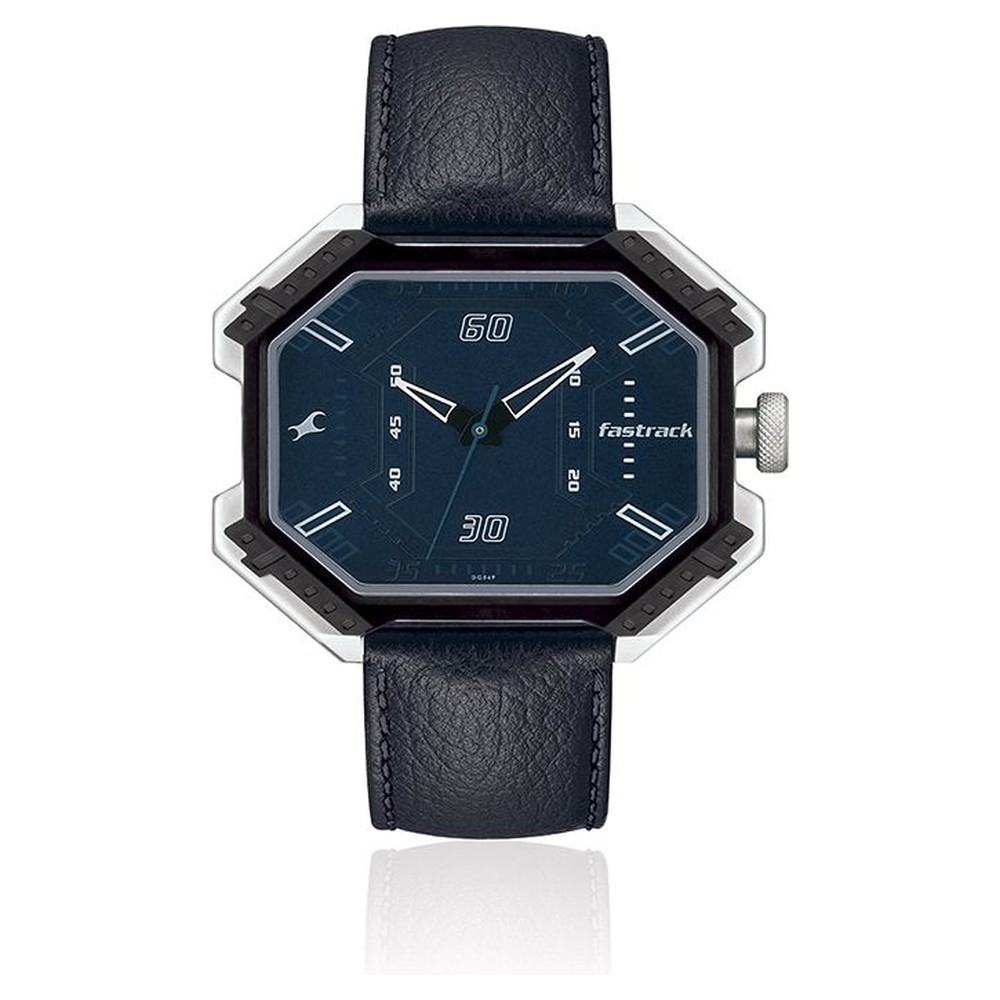 Buy Online Fastrack Quartz Analog Blue Dial Leather Strap Watch for ...