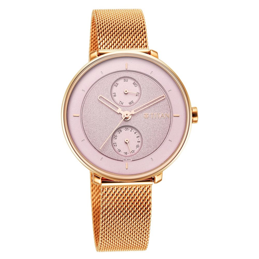 Buy Online Titan Pastel Dreams Pink Dial Analog Metal Strap watch for ...