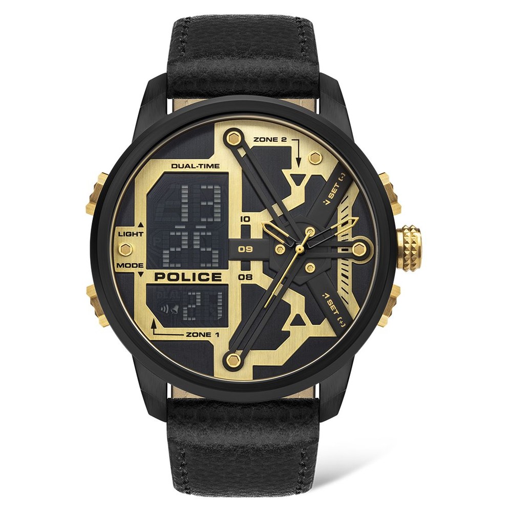 Buy Online Police Quartz Analog Black Dial Leather Strap Watch for Men ...