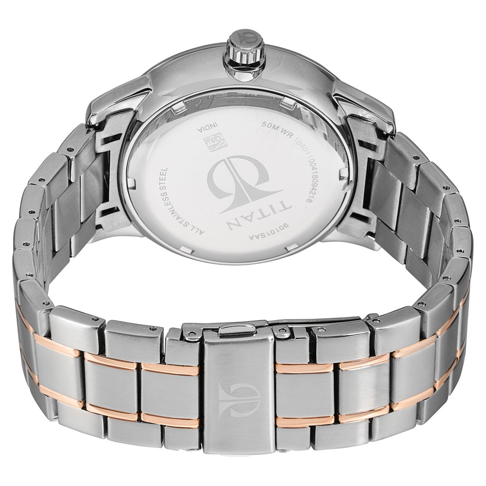 Buy Online Titan Quartz Multifunction White Dial Stainless Steel Strap ...