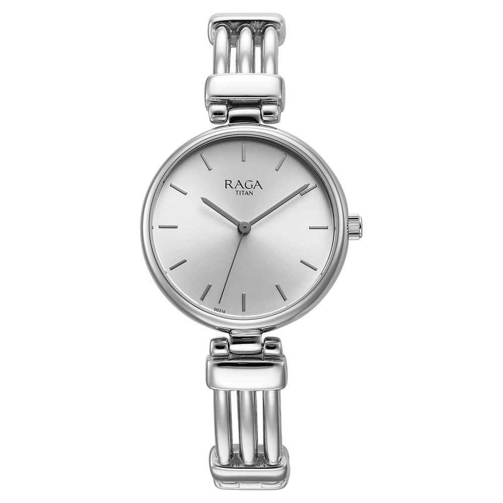 Buy Online Titan Raga Showstopper Quartz Analog Silver Dial Metal Strap ...