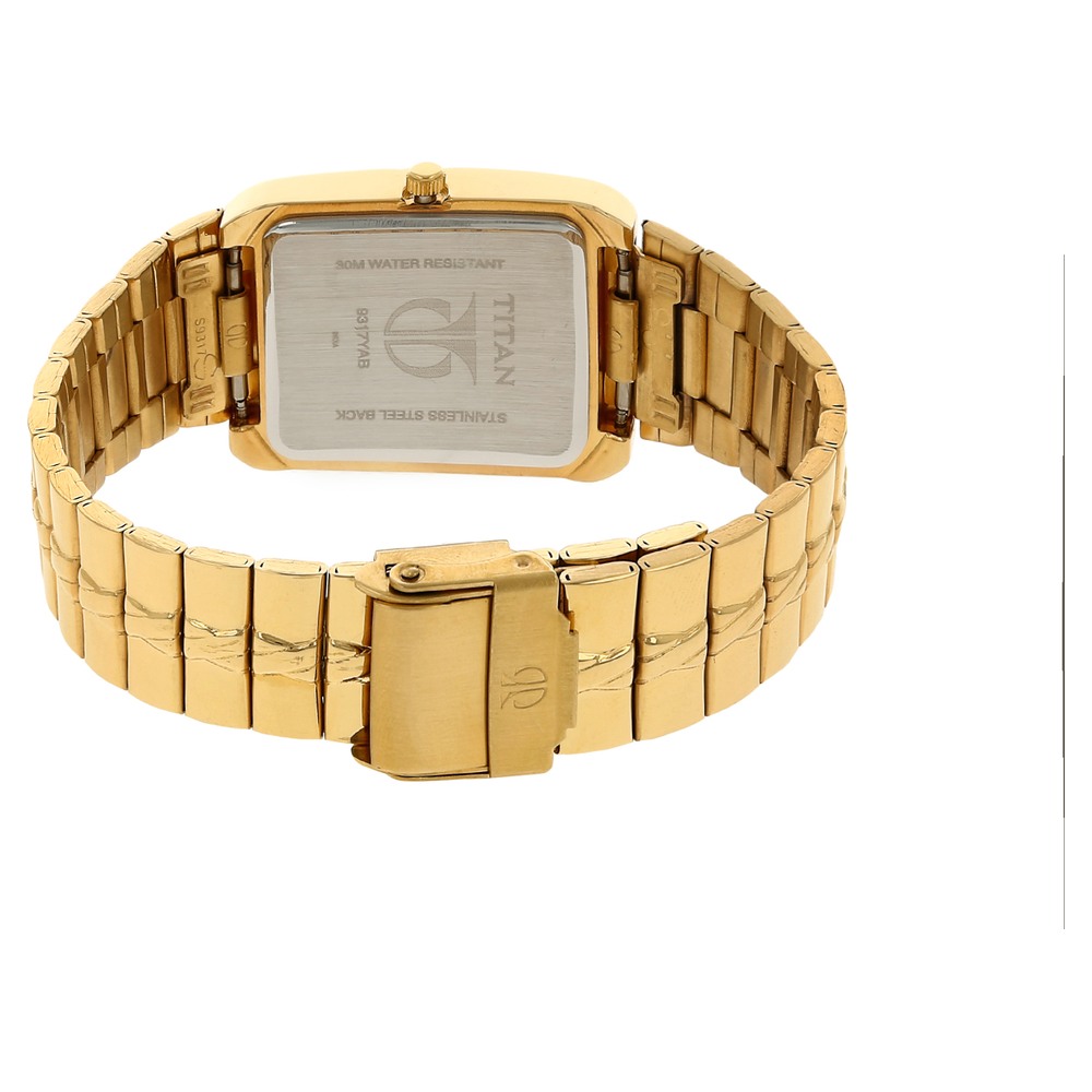 Buy Online Titan Quartz Analog with Date Champagne Dial Metal Strap ...