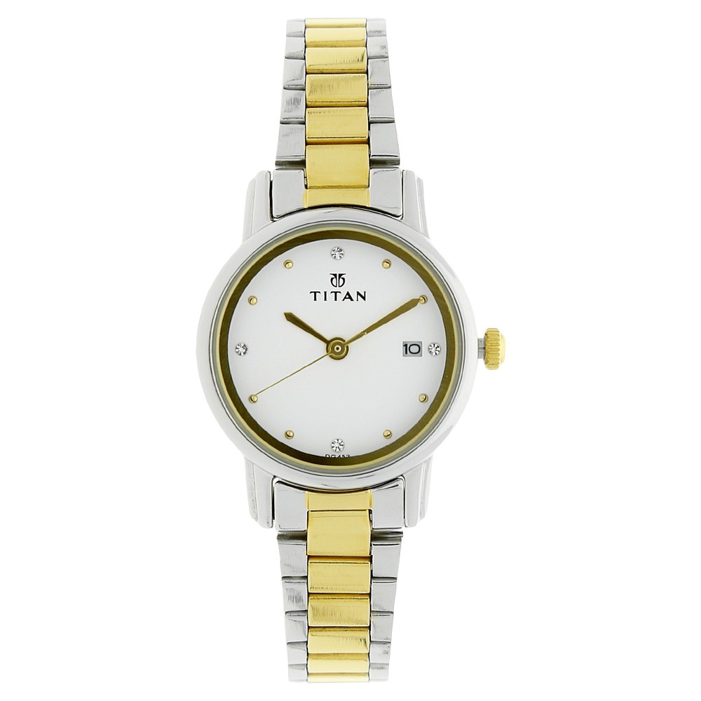Buy Online Titan Karishma White Dial Analog with Date Stainless Steel ...