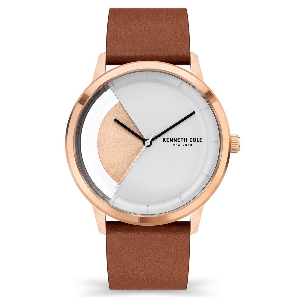 Buy Online Kenneth Cole Quartz Analog Rose Gold Dial Leather Strap ...