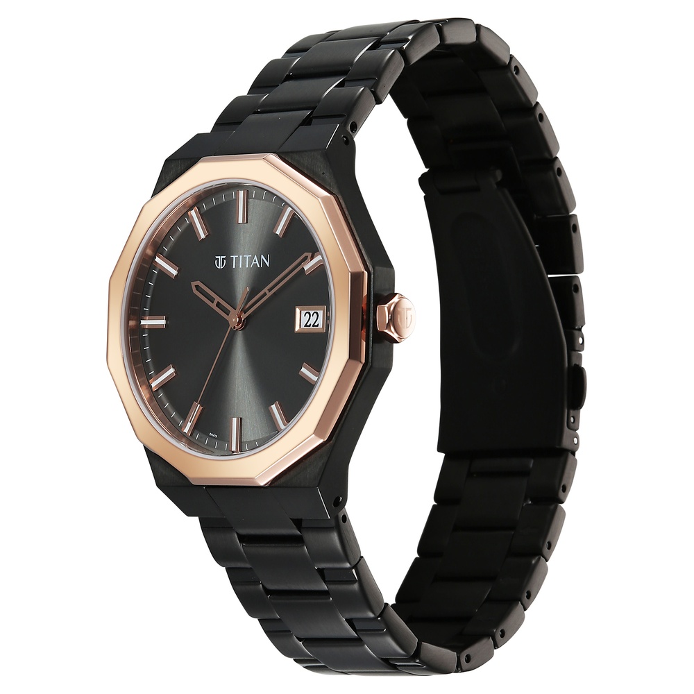 Buy Online Titan Regalia Dodecagon Quartz Analog with Date Grey Dial ...