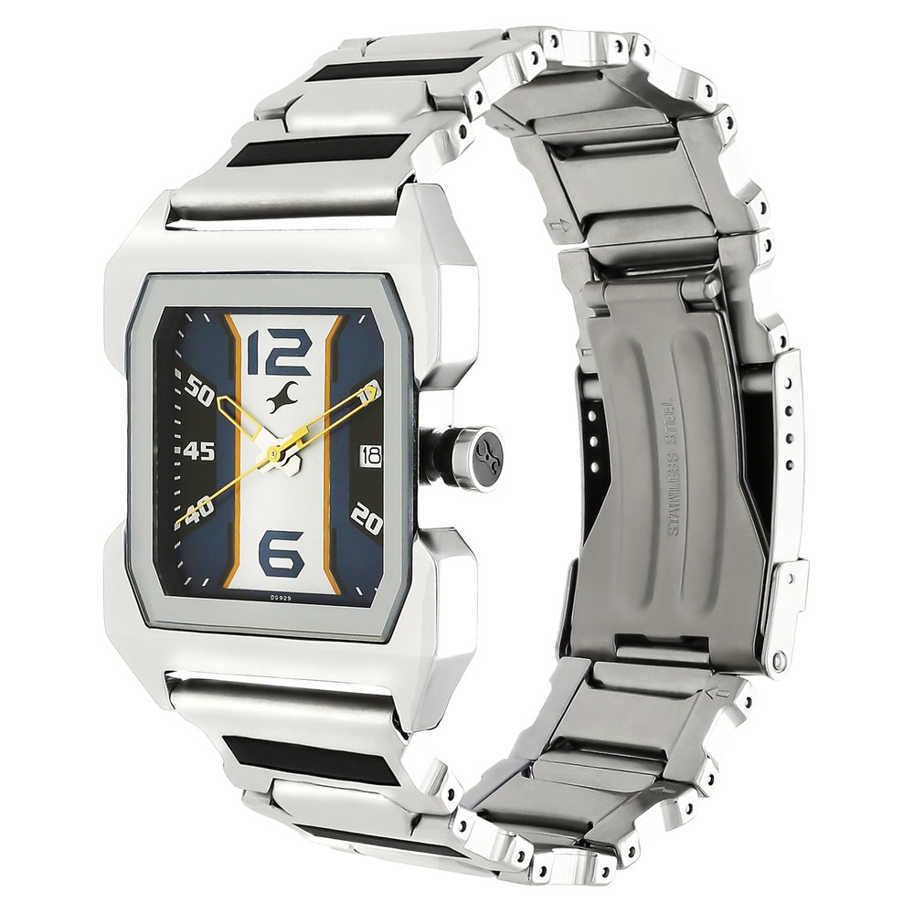Buy Online Fastrack Hitlist Quartz Analog with Date Blue Dial Stainless ...