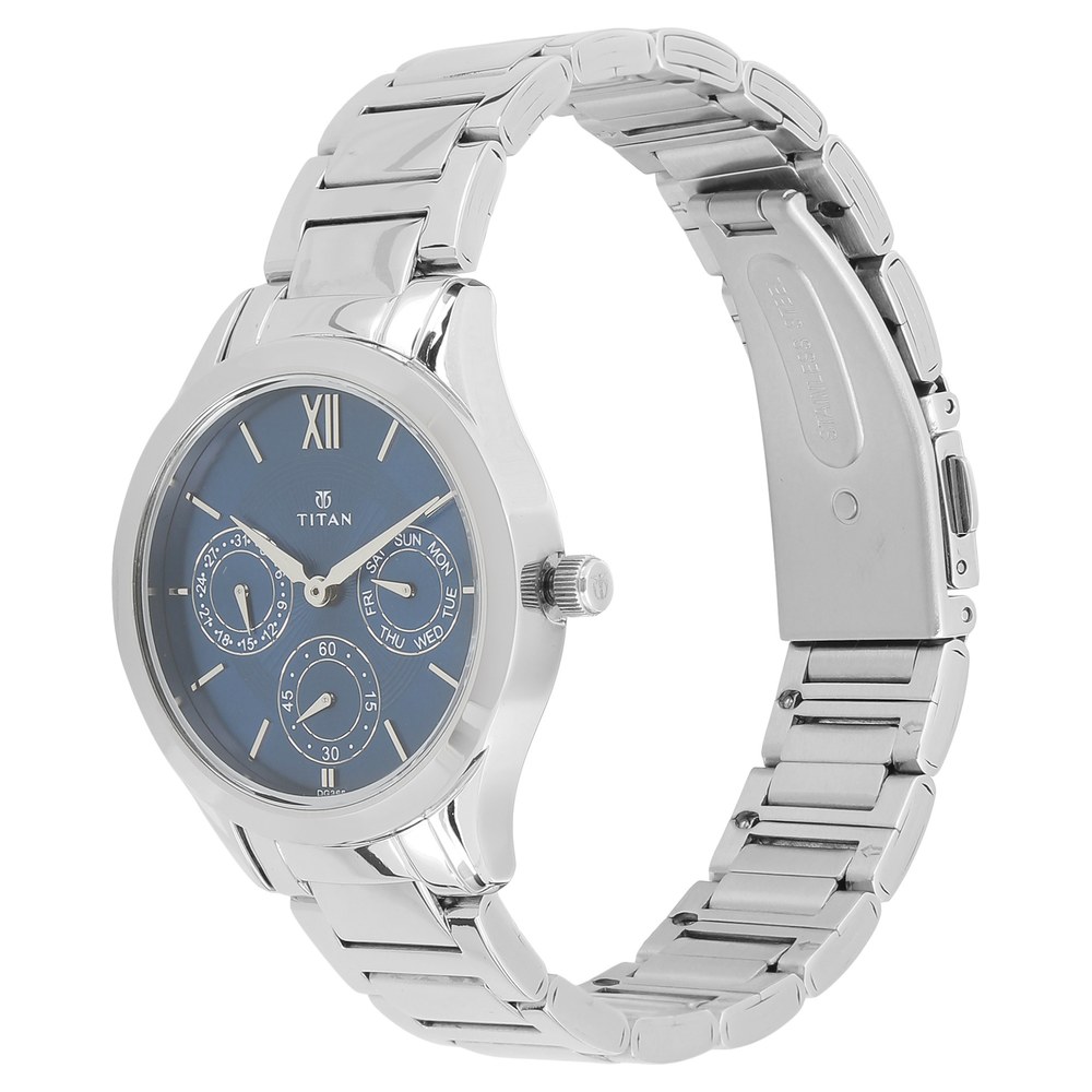 Buy Online Titan Workwear Blue Dial Women Watch With Stainless Steel ...