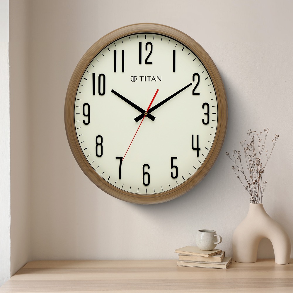Buy Online Brown Wooden Texture Oval Clock with White Dial and Silent ...