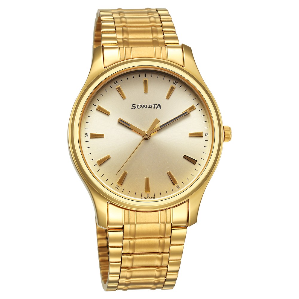 Buy Online Sonata Traditional Essentials Quartz Analog Champagne Dial ...