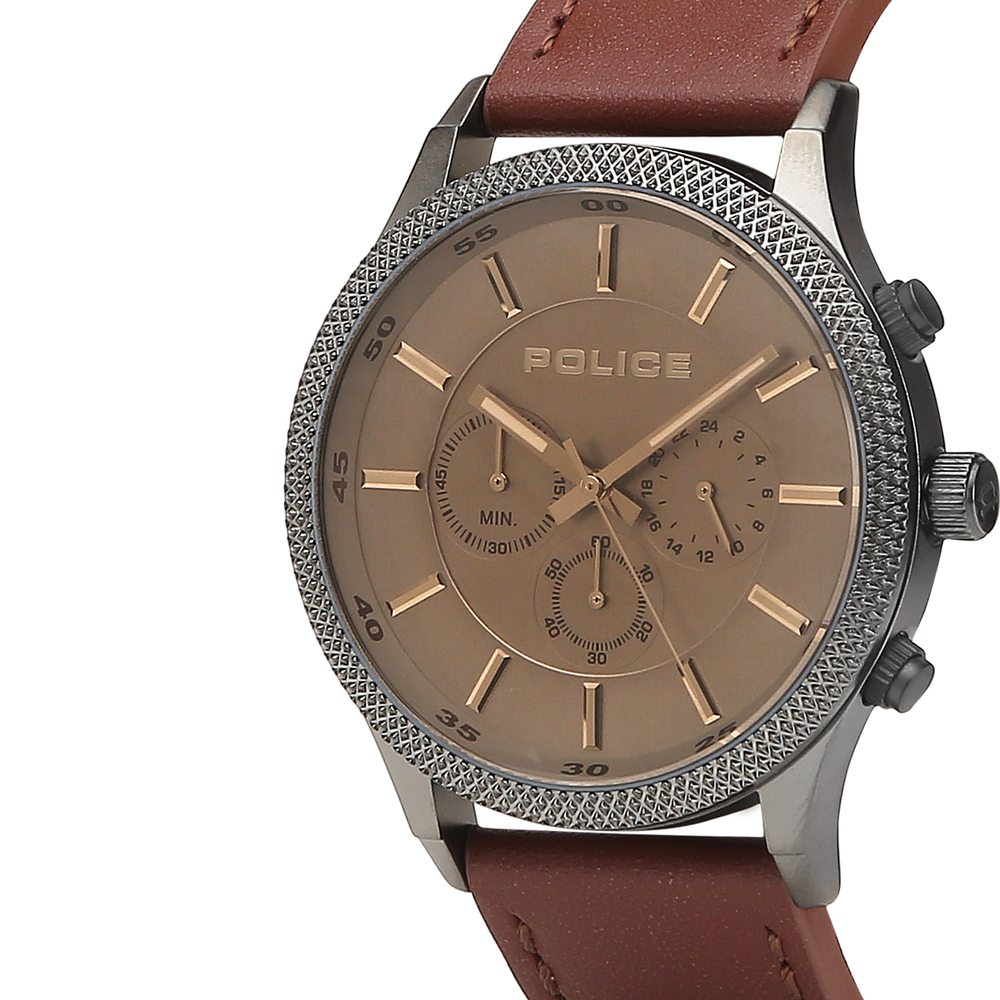 Buy Online Police Quartz Chronograph Grey Dial Leather Strap Watch for ...
